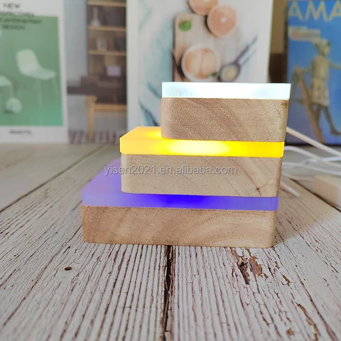 Buy Square Crystal Ball Diffusion Board Nightlight Base Solid Wood ...