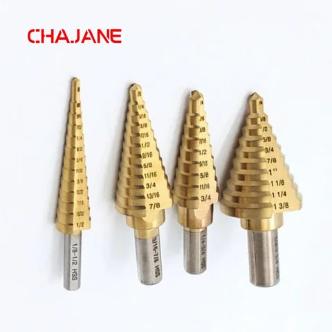 Buy Step Drill Bit Set Hss 4241 Round Shank Unibit Double Spiral Flute ...