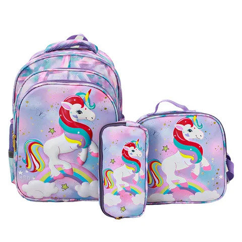 Buy Unicorn Cartoon Girls With Pencil Bag Lunch Box Trolli Trolley ...