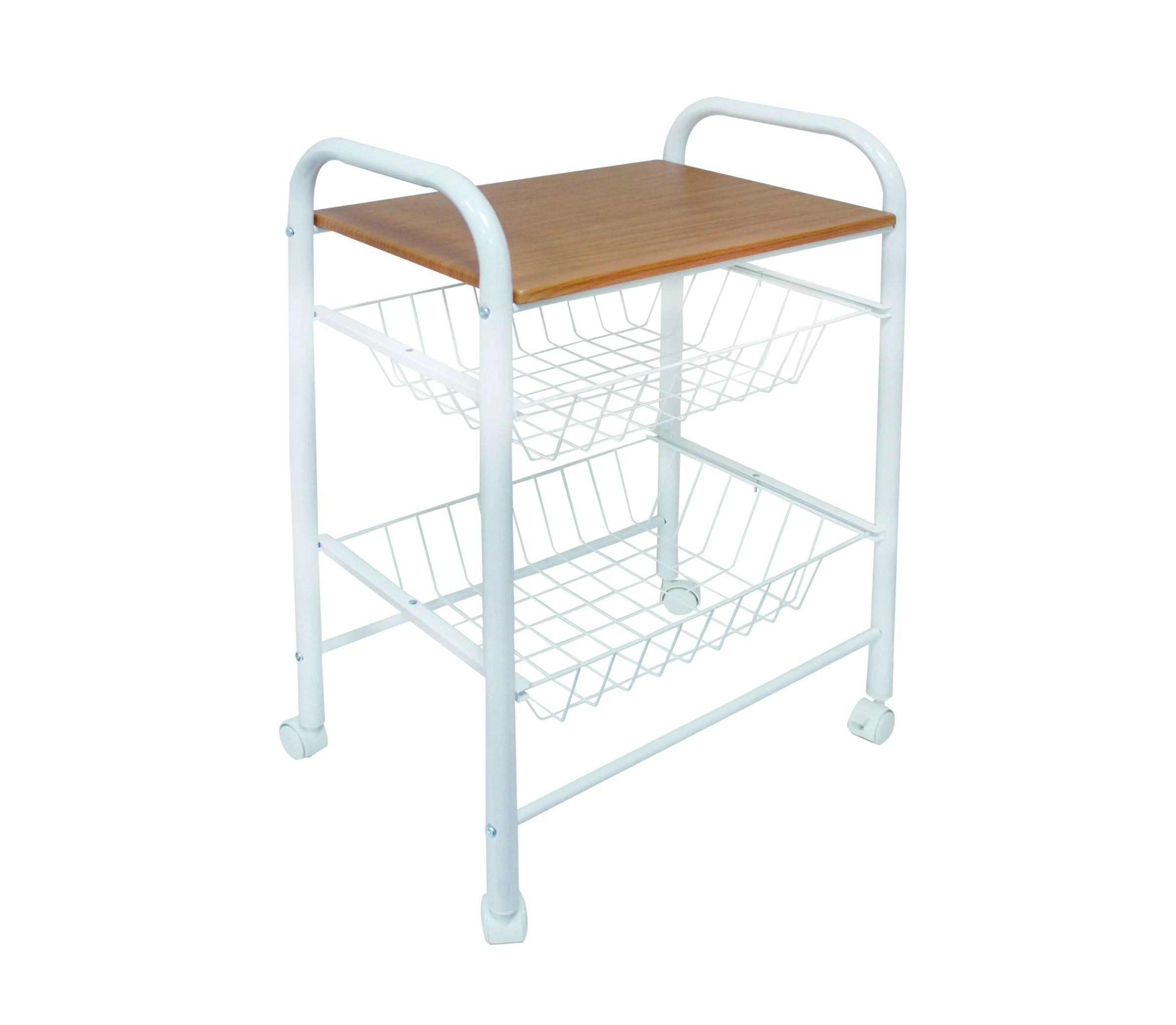 Buy Voka Home Pal-pro Wooden Top 2 Baskets Rolling Cart Shelving Rack ...
