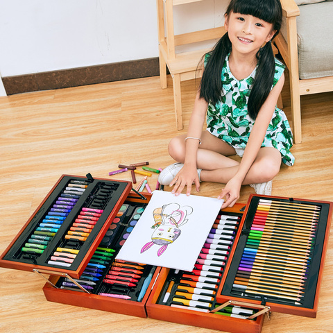 Buy 197 Piece-deluxe Mega Wood Box Art Set, Painting & Drawing Set That ...