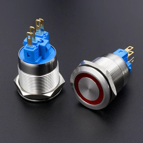 Buy 22mm Led Ring Lighting Locking Button Anti Damage Metal Button ...