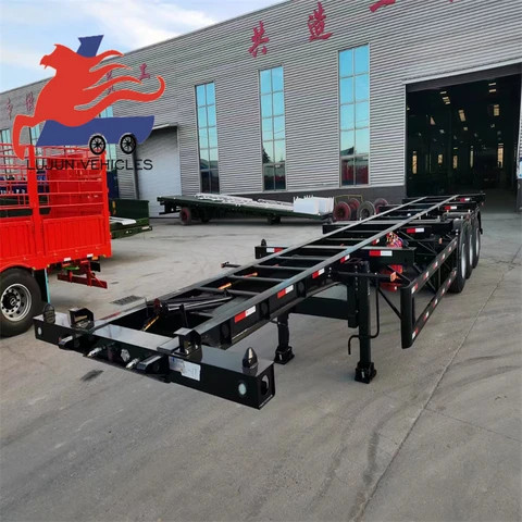 Buy 3 Axles 40ft Shipping Container Trailer Skeleton Container Chassis ...
