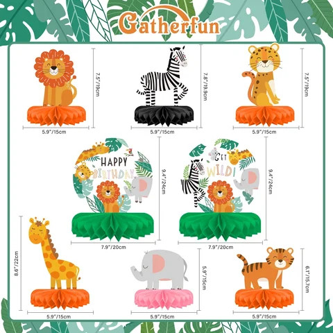 Buy Birthday Decorations Table Centerpiece Animals Theme Party Supplies ...
