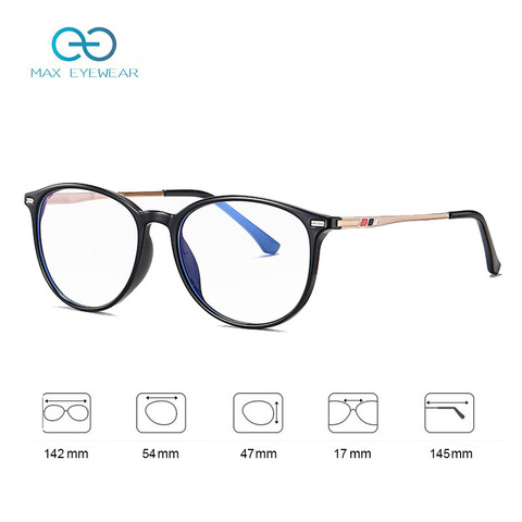 Buy Black High Quality Anti Blue Light Glasses Spectacle Frames Round ...