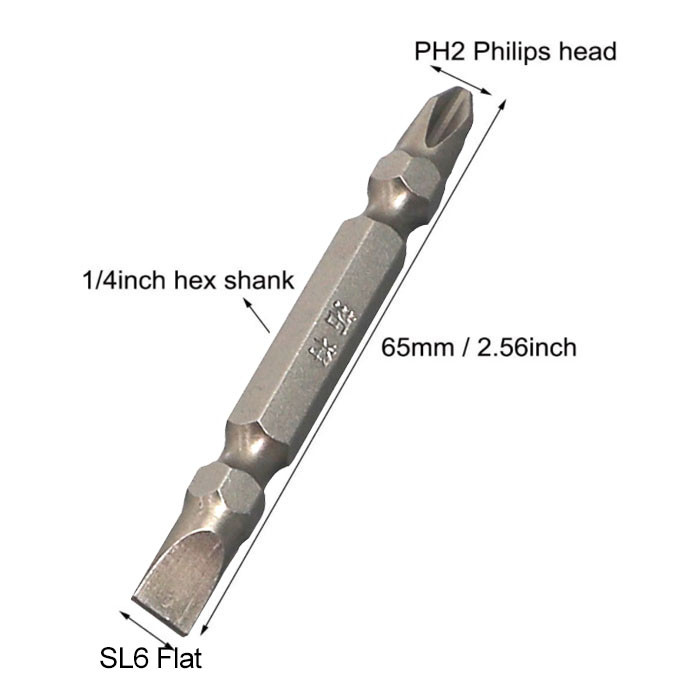 Buy Double Ended Phillips Flat Slotted Screwdriver Bit 1/4 Hex Shank ...