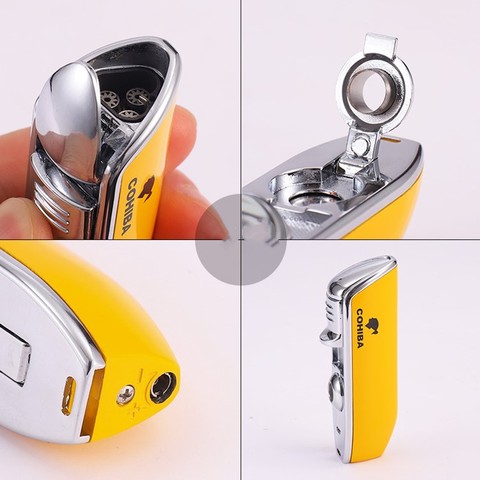 Buy High Quality 3 Triple Flame Torch Lighter Build-in Punch Custom ...