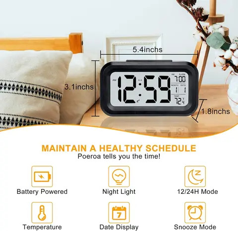 Buy Lcd Digital Clock Large Display Calendar Date Time And Temperature ...