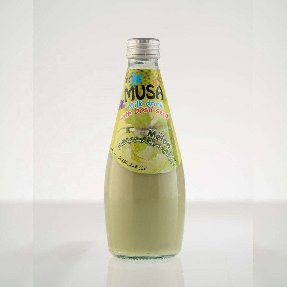 Buy Melon Milk Drink With Basil Seed Musa Brand Glass Bottle 290ml from ...