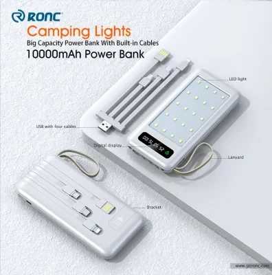 Buy Power Bank 10000mah With Led Camping Lantern Rechargeable Powerbank ...