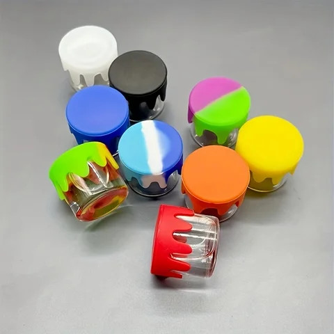 Buy Reusable Mini Spice Glass Bottles Silicone Sealed Concentrate Oil ...
