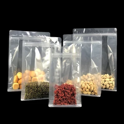 Buy Transparent Gloss Plastic Packaging Bags Flat Bottom Pouch For Food ...