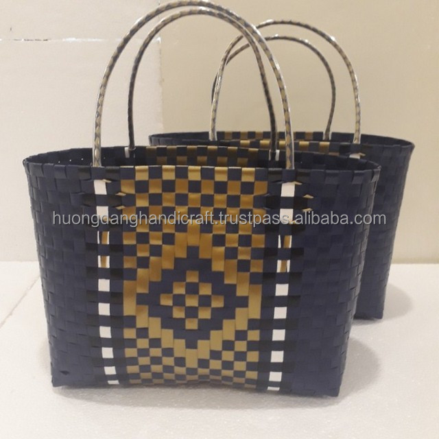 Buy Vintage Design Dark Blue Plastic Bag With Yellow Knit Detail from ...