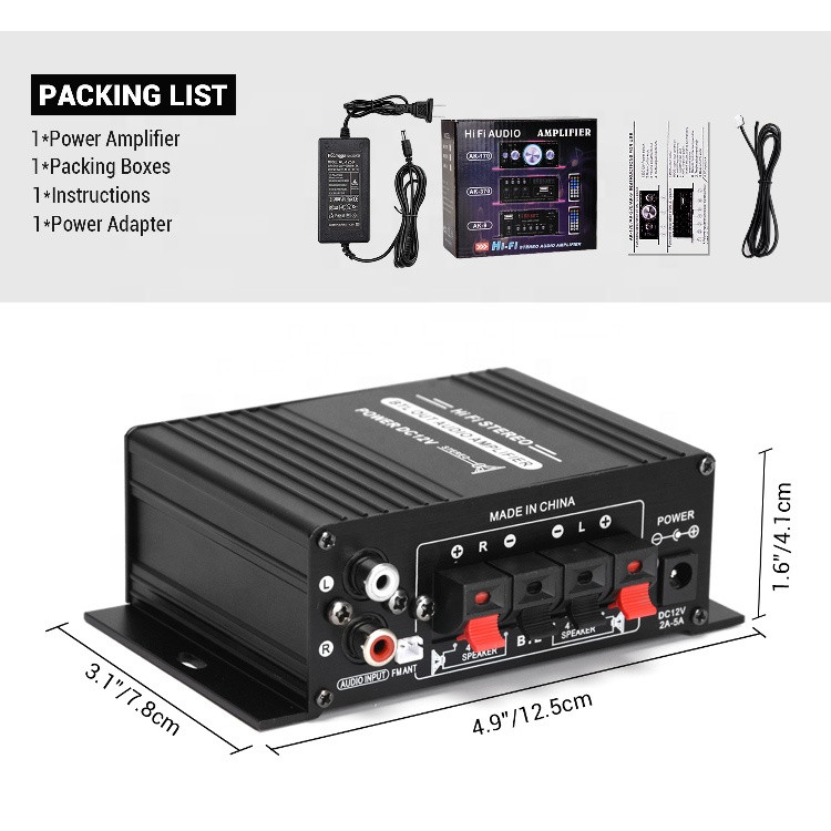 Buy Ak370 Hi-fi Stereo Audio Power Amplifier, Dual Channel Amp Sound ...