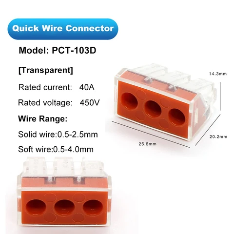 Buy Chaoyi Quick Wire Connector Pct-103d Universal Push In Fast 3way ...