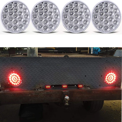 Buy Clear Amber Red Lens 4 Inch Round 12v Universal Truck Trailer Led ...
