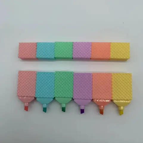 Buy Factory 6 Colors Waffle Shaped Pastel Highlighter Marker Pen For ...