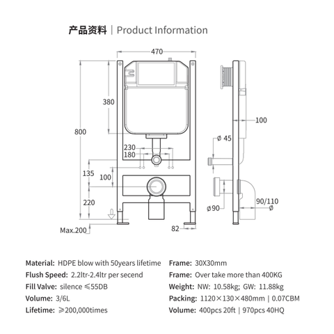 Buy Front Push Single Flush And Dual Flush Push Button Toilet Plastic ...
