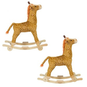 Buy Kids Ride On Rocking Giraffe Plush Animal Rocker W/ Wheels Children ...