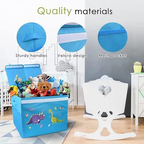 Buy Large Collapsible Toy Chest For Kids Flip-top Lid Storage Basket ...