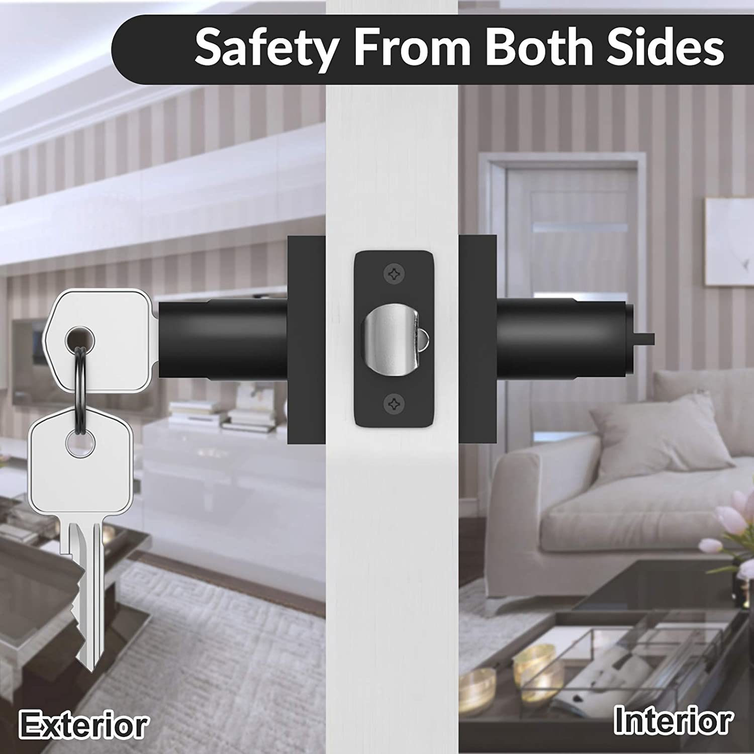Buy Matt Black Heavy Duty Handle Door Lock Set With Key from Zhongshan ...