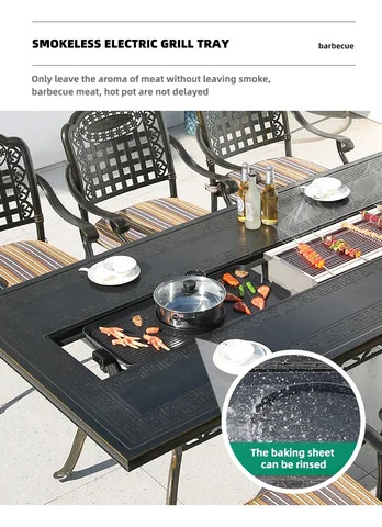 Buy Multifunction Balcony Restaurant Barbecues Grill Table Fire Pit ...