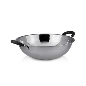 Buy Private Label Commercial Wok Pan 40cm Stainless Steel Cooking Wok ...