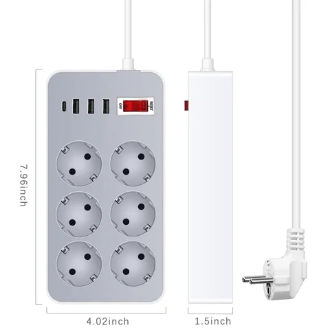 Buy Usb-b 1 Usb-c Switch Power Button 10in1 Power Strip Eu Plugs Usb ...