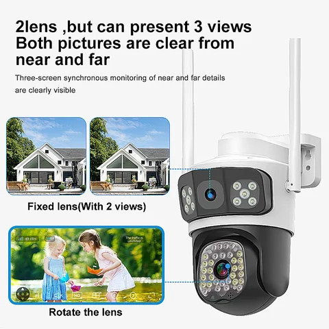 Buy V380 Ip66 4g /wifi / Solar Powered Camera Three Screens Dual Lens ...