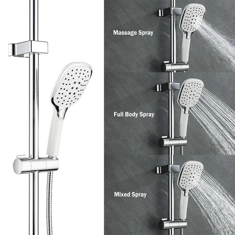 Buy Wall Mounted Exposed 3-way Bathroom Shower System Cold Hot Mixer ...