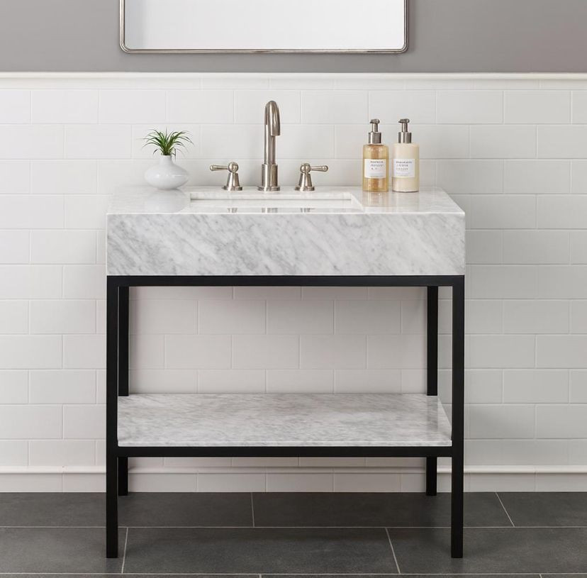 Buy Modern Marble Sink With Metal Frame – Handmade Bathroom Vanity By ...