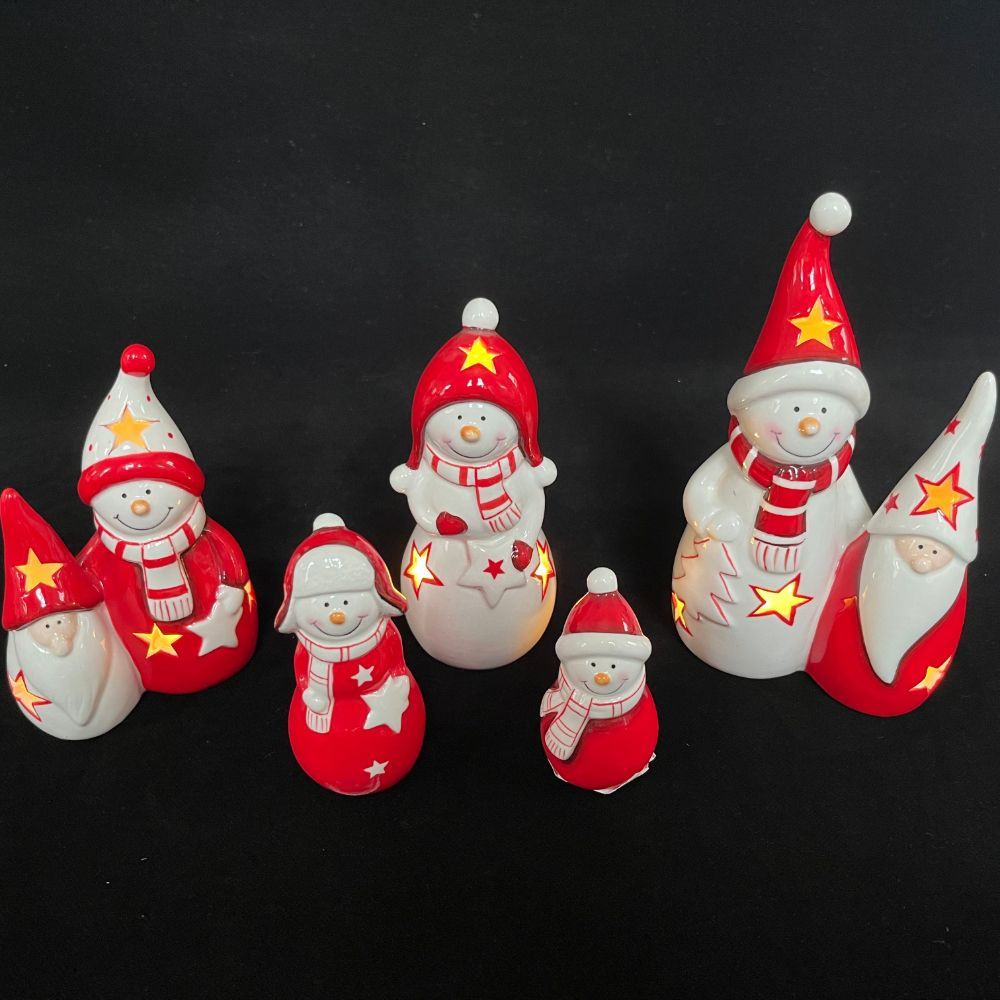 Buy Festive Led Ceramic Snowman Figurines - Hand-painted Christmas ...