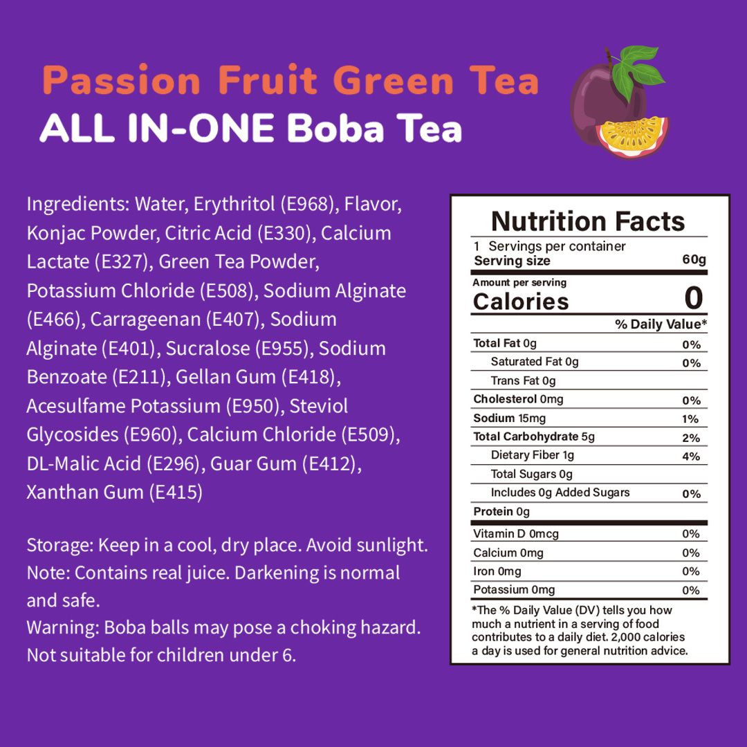 Buy Yzb All In One Boba Tea Instant Boba-zero Calorie Passionfruit ...