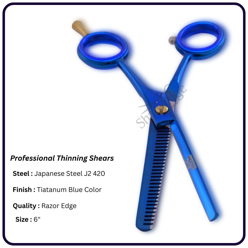 Buy 6” Titanium Blue Hair Thinning Scissors – Shears | 30 Tooth Classic ...