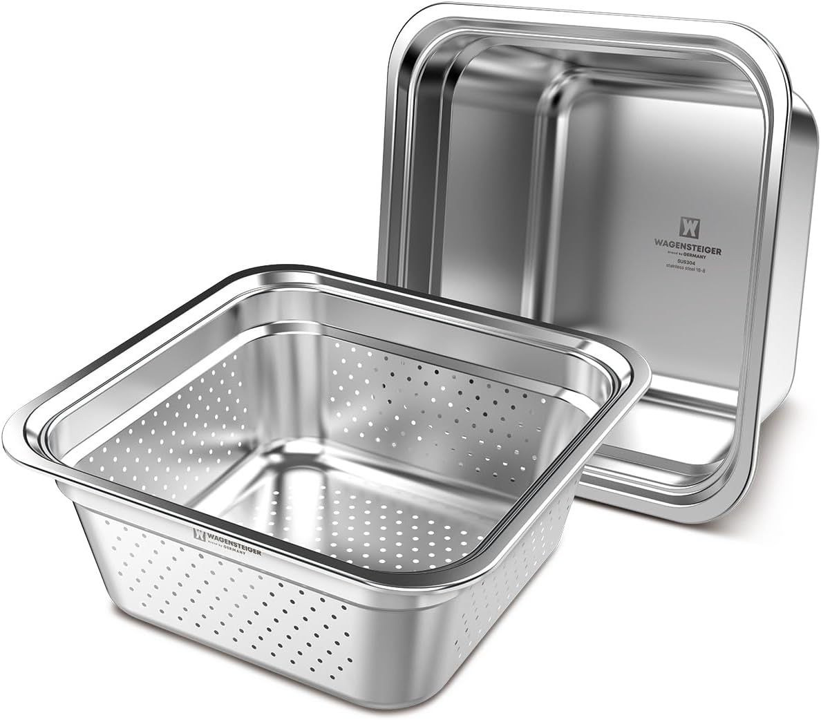 Buy Wagensteiger Stainless Steel Square Colander & Basin Set - 8l ...