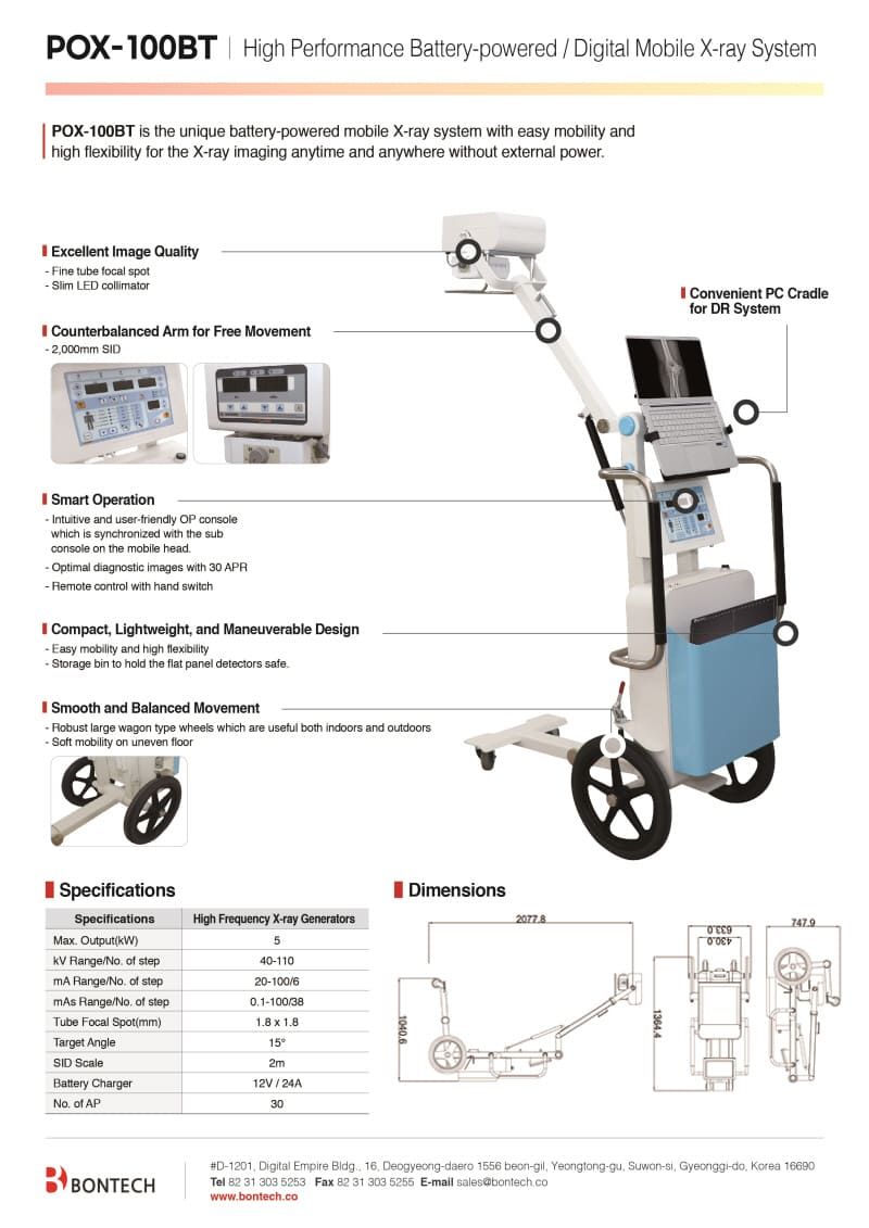 Buy Mobile X-ray System Pox-100bt / Poxbile-100bt / Pox-100dr from Bontech Co., Ltd, South Korea ...