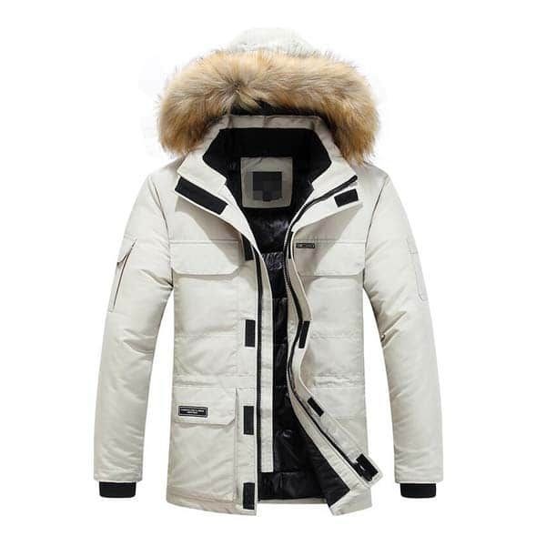 Buy Men Fashion White Parka Jacket from Guangshan Qingyang Clothing Co ...