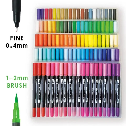 Buy 12/24colors 2-in-1 Drawing Painting Pens Set Dual Tip Double Head ...