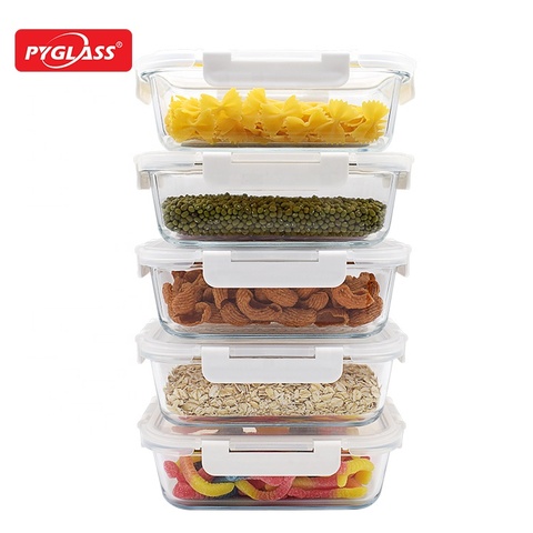 Buy 5 Pack Glass Meal Prep Containers With Lids Stackable Glass Food ...
