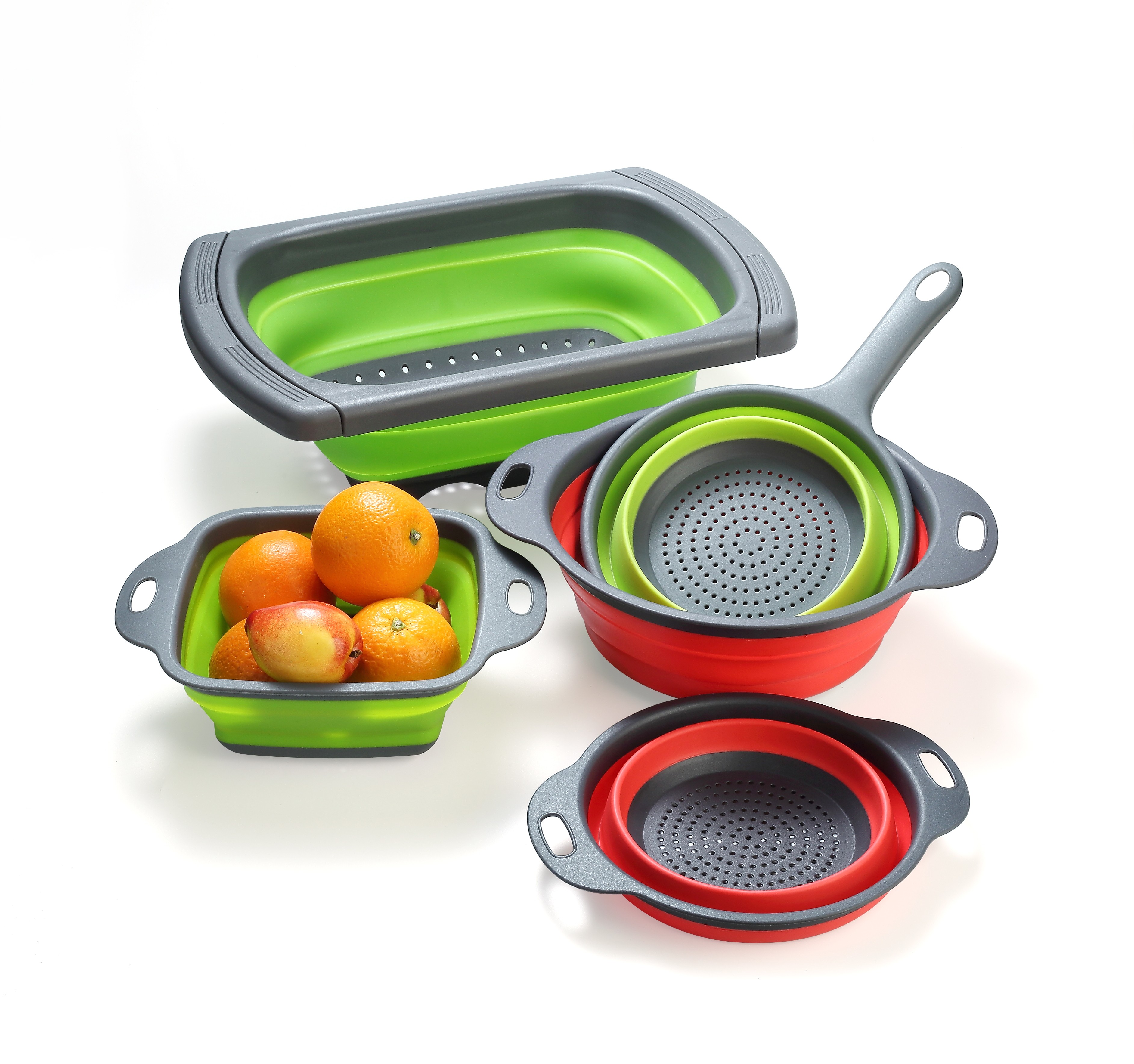 Buy Fruit Vegetable Space Saving Foldable Strainer Silicone Collapsible ...