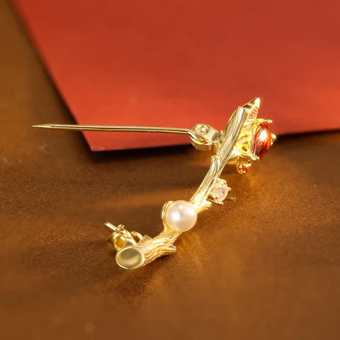 Buy Grace Jewelry Gold Plate Custom Red White Zircon Freshwater Pearl ...