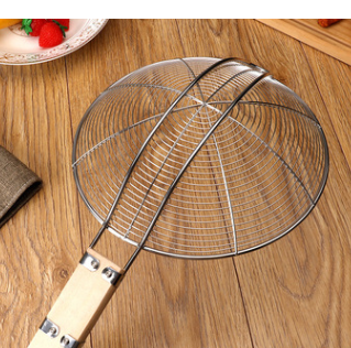 Buy Kitchen Long Wooden Handle Stainless Steel Colander Hot Pot Scoop ...
