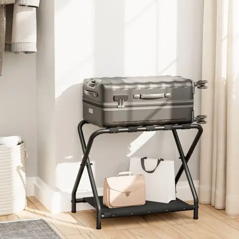 Buy Wholesale Folding Luggage Rack Suitcase Stand With Fabric Storage ...