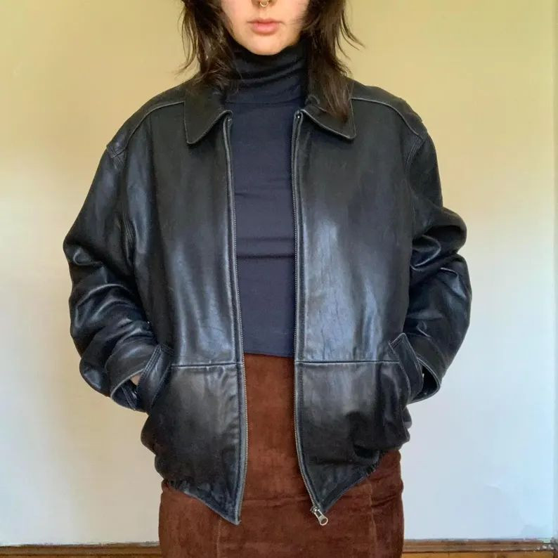 Buy Motorcycle Varsity Jacket Leather Sleeves Lamb Skin Leather Jacket ...