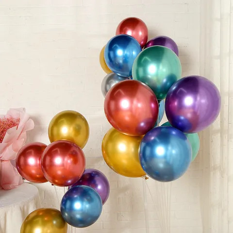 Buy 12 Inch Metal Pearl Latex Balloons Thick Chrome Metallic Globos ...