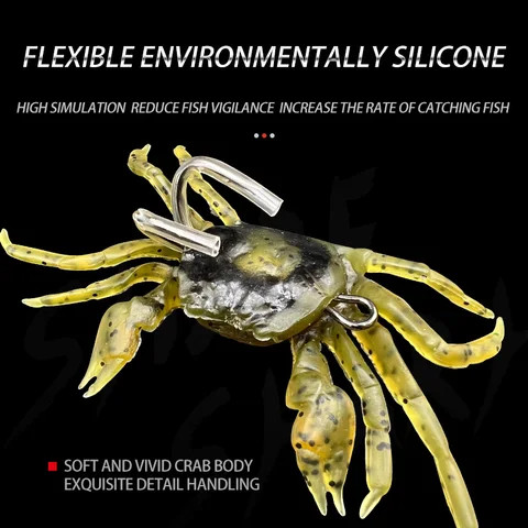 Buy 3d Simulation Rubber Crab Soft Lures With Double Hook Sea Fishing ...