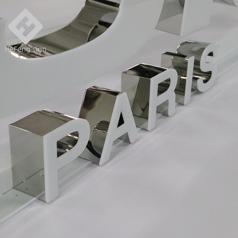 Buy Custom 3d Metal Led Business Logo Light Hanging Stainless Steel ...