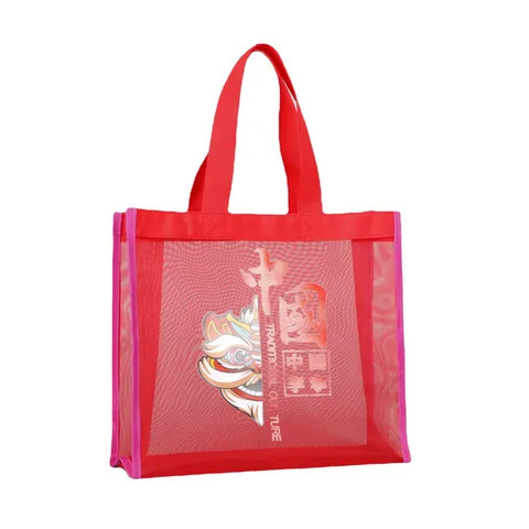 Buy Custom Logo Transparent Mesh Carrying Bag Nylon Mesh Carrying ...