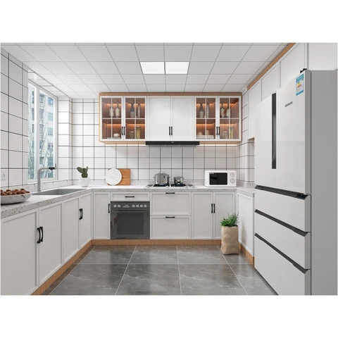 Buy Custom Luxury White Particle Board Kitchens Features Metal Slider ...