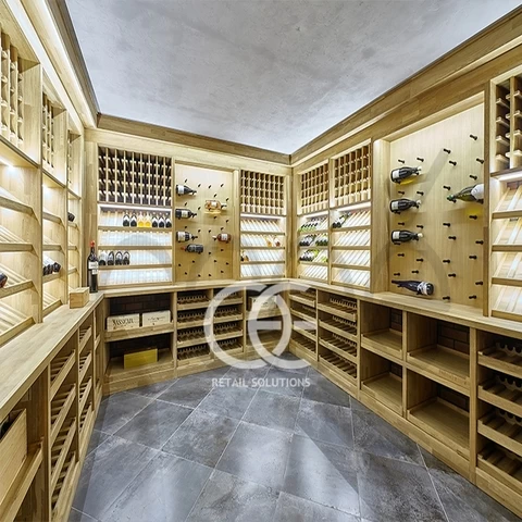 Buy Customized Wine Shop Display Wooden Wine Furniture Rack Wall ...